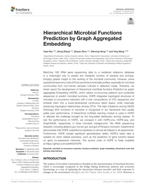 Pdf Hierarchical Microbial Functions Prediction By Graph Aggregated Embedding