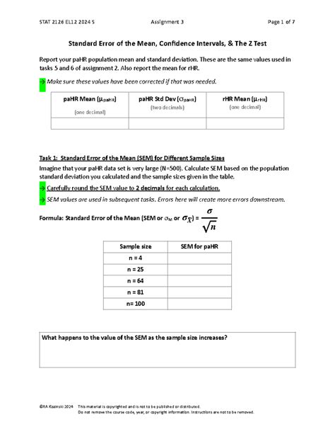 Stat 2126 Revised Assignment 3 2024sp Rkozinski Standard Error Of The Mean Confidence