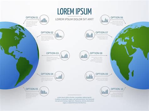 글로브 다이어그램 차트 및 옵션이있는 추상 벡터 인포 그래픽 무료 벡터