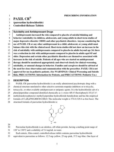 Paxil Cr Paroxetine Hydrochloride Controlled Release Tablets Pdf
