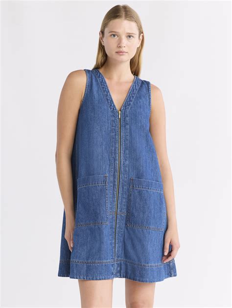 Free Assembly Womens Sleeveless V Neck Denim Mini Dress Sizes Xs Xxl