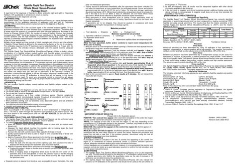 Insert Kit Syphilis Strip Download Free Pdf Blood Plasma Infection