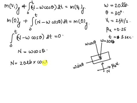 a 20 lb block slides down a 30° inclined plane with an initial velocity