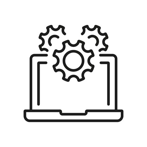 Service Of Software Line Icon Computer System Update Linear Pictogram Settings And