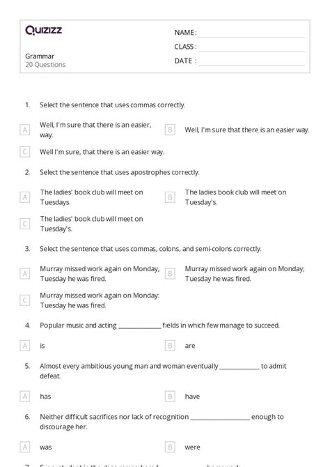 50 Grammar Worksheets For 12th Grade On Quizizz Free And Printable