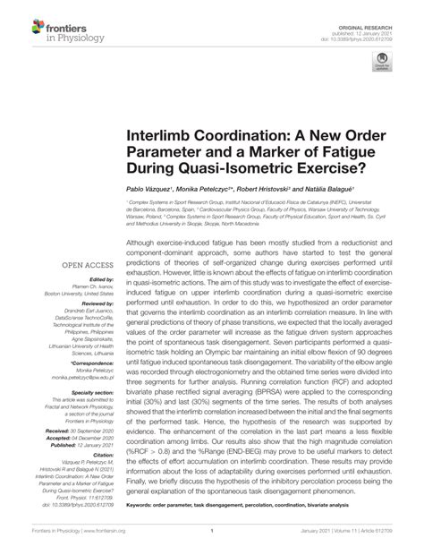 Pdf Interlimb Coordination A New Order Parameter And A Marker Of
