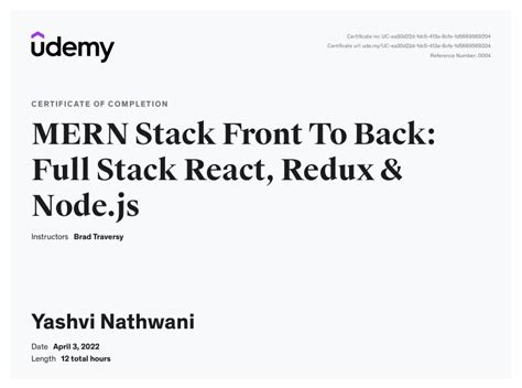 Yashvi Nathwani On Linkedin Udemy Reactjs Mernstack