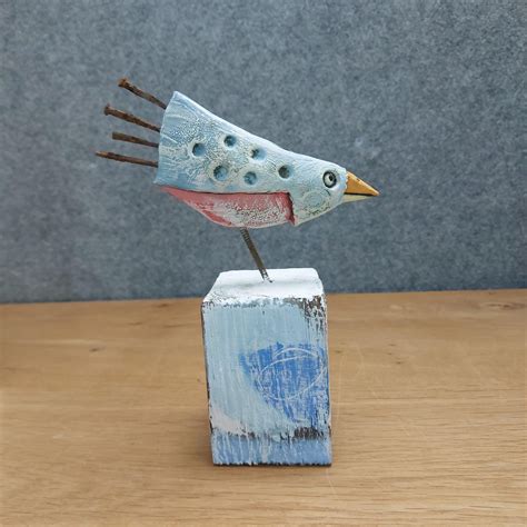 Mark Smith Small Bird Blue Ceramic Original Free Pandp