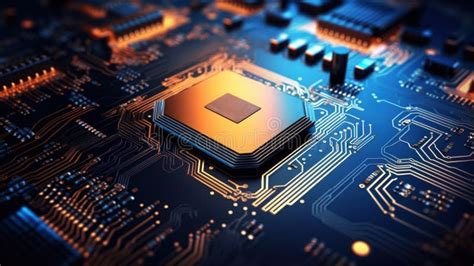 Computing Processor Cpu Microchip And Electronic Circuit Board Computer Digital Background