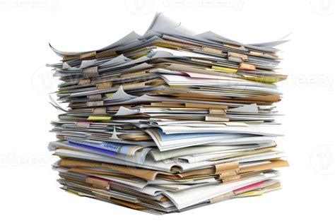 A Large Stack Of Documents And Papers Piled High Representing
