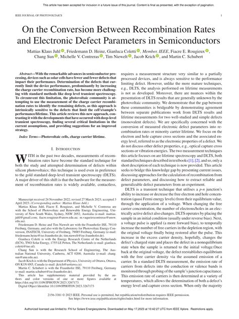 Pdf On The Conversion Between Recombination Rates And Electronic