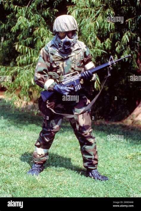 A Soldier Wearing Mission Oriented Protective Posture Response Level 4