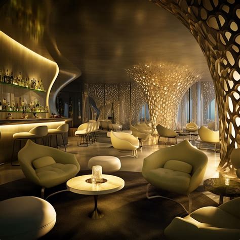 Premium Ai Image There Are Many Chairs And Tables In A Room With A Bar Generative Ai