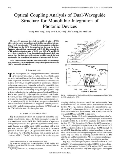 Pdf Optical Coupling Analysis Of Dual Waveguide Structure For