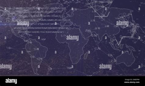 World Map Shows Numerical Data And Connection Lines Across Continents