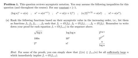 Solved Problem This Question Reviews Asymptotic Notation Chegg