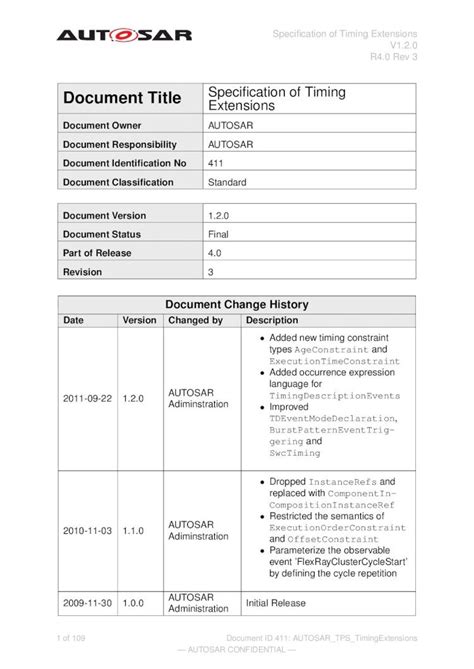 Pdf Specification Of Timing Extensions Autosar€¦ · Timing Description The Timing Description