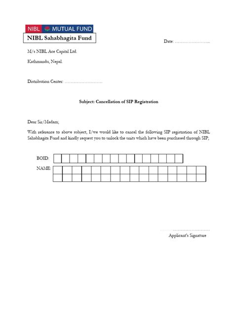 Sip Cancellation Letter Pdf