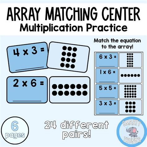 Array Matching Center Multiplication Practice Make Multiplication