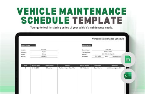 editable maintenance schedule templates in excel to download