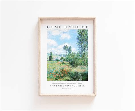 Matthew 1128 Come Unto Me Watercolor Bible Verse Wall Art Rest Come To