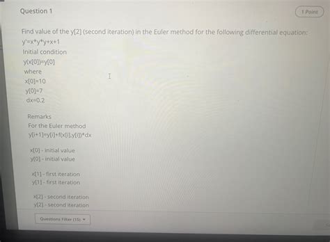 Solved Question Find Value Of The Y Second Iteration Chegg