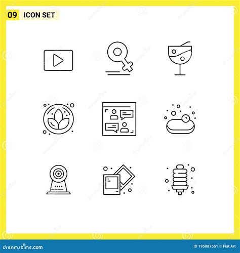 9 Universal Outlines Set For Web And Mobile Applications Designer Chat Fruit Juice Web