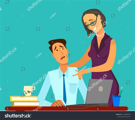 Sexual Harassment Work Office Woman Her Stock Vector Royalty Free
