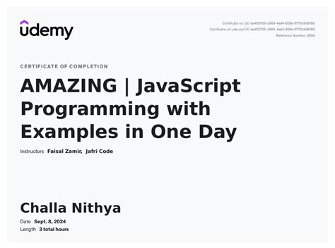 Challa Nithya On Linkedin Udemy Javascriptcertificate