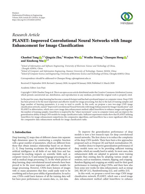PDF PLANET Improved Convolutional Neural Networks With Image