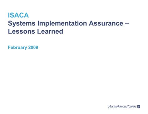 Pwc Systems Implementation Lessons Learned Ppt