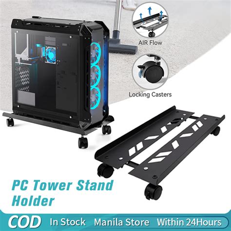 Metal Computer Tower Stand Adjustable Heavy Duty Mobile CPU Stand With