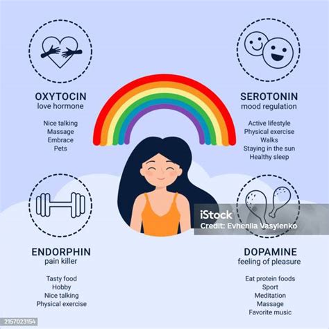 Brain Chemistry Scheme Of Happiness Hormones Oxytocin Serotonin
