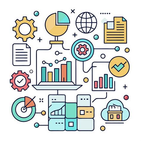Colorful Infographic With Bar Graphs Pie Charts And Gears Premium Ai