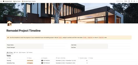 Notion Remodel Project Timeline Template Template Road