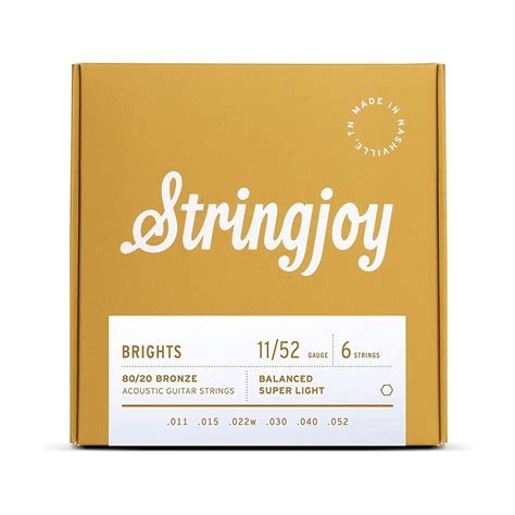 Stringjoy Brights Super Light Gauge 11 52 8020 Bronze Acoustic
