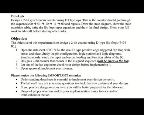 Solved Pre Lab Design A 2 Bit Synchronous Counter Using D