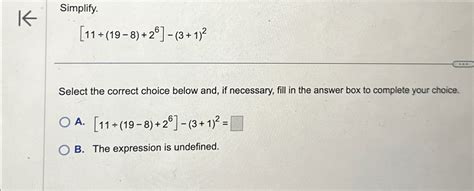 Solved Simplify Select The Correct Chegg Com