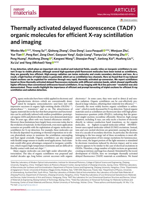 Pdf Thermally Activated Delayed Fluorescence Tadf Organic Molecules For Efficient X Ray