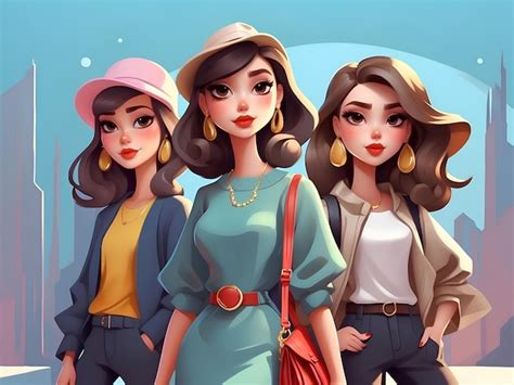 premium photo default fashion girls cartoon style