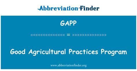 Gapp Stands For Good Agricultural Practices Program Abbreviation Finder
