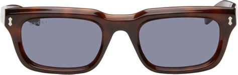 Gucci Brown Rectangular Sunglasses Ssense Uk