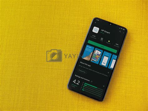 Hp Smart App Play Store Page On The Display Of A Black Mobile Sm By Wavemovies Vectors