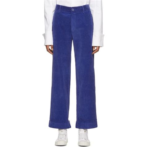 Ader Error Blue Folded Corduroy Trousers Modesens Clothes Design