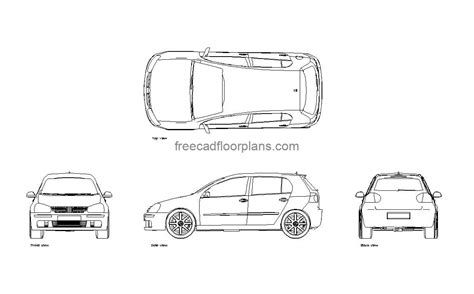 Hatchback Car Free Cad Drawings