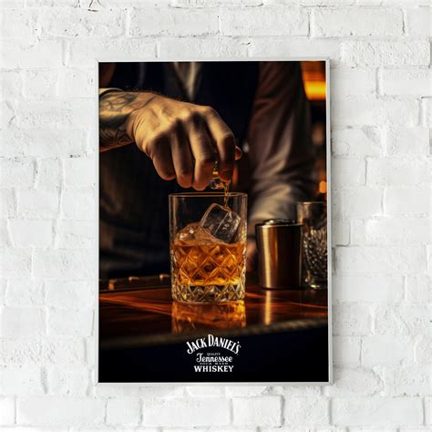 Jack Daniels Whisky Poster Whisky Poster Bar Cart Print Black And