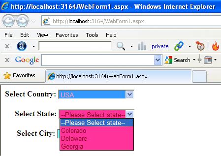 DropDownList With Country State And City In ASP NET