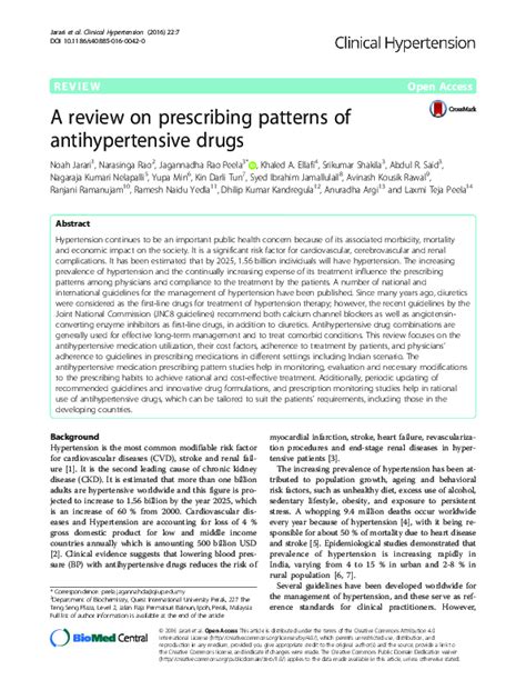 Pdf A Review On Prescribing Patterns Of Antihypertensive Drugs