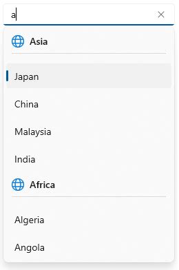 WinUI AutoComplete Control Auto Suggest Box Syncfusion