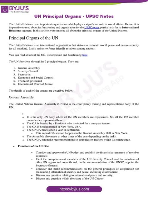An Overview Of The Principal Organs Of The United Nations